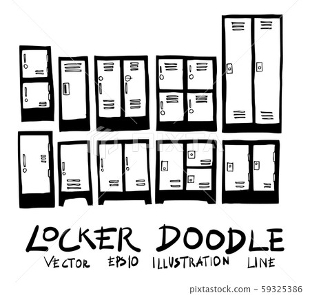 Set of locker doodle illustration Hand drawn - Stock Illustration ...
