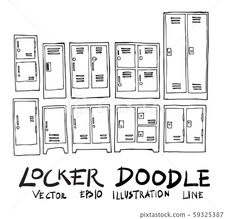 Set of locker doodle illustration Hand drawn - Stock Illustration ...