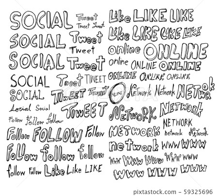 Set of Social Word illustration Hand drawn Sketch - Stock Illustration ...