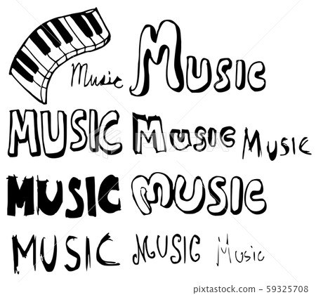 Set of Music Word illustration Hand drawn Sketch - Stock Illustration ...