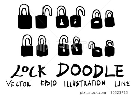 Set of Lock doodle illustration Hand drawn Sketch - Stock Illustration ...