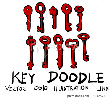 Set of Key doodle illustration Hand drawn Sketch - Stock Illustration ...