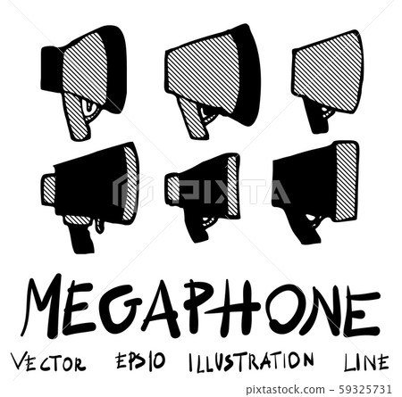 Set of Megaphone doodle illustration Hand drawn - Stock Illustration ...