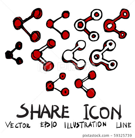 Set of Share doodle illustration Hand drawn Sketch - Stock Illustration ...