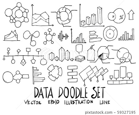 Set of Data illustration Hand drawn doodle Sketch - Stock Illustration ...