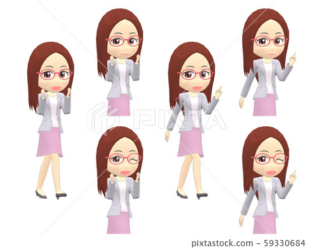 [Walking pose A] female casual straight diagonal - Stock Illustration ...