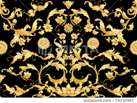 Seamless pattern in baroque, rococo, victorian, - Stock Illustration ...