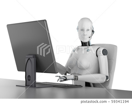 Female cyborg with computer - Stock Illustration [59341194] - PIXTA