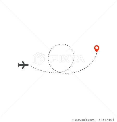 Plane way icon, airplane circle ring path... - Stock Illustration ...