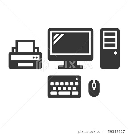 Desktop Computer Icon on White Background. Vector - Stock Illustration ...
