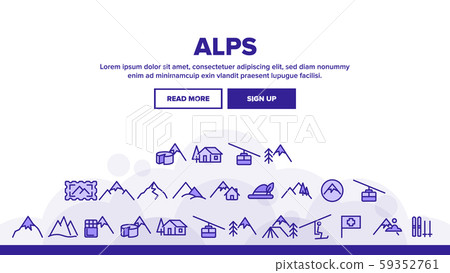 Collection Mountain Alps Sign Icons Set Vector - Stock Illustration ...