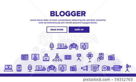 Collection Blogger Thin Line Icons Set Vector - Stock Illustration ...