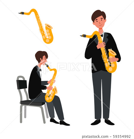 Vector illustration of a man holding a tenor... - Stock Illustration ...