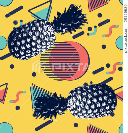 Pineapple with colorful geometric patterns - Stock Illustration ...