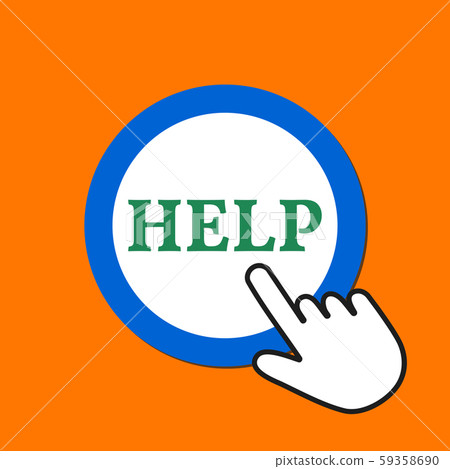 Help icon. Support concept. Hand Mouse Cursor - Stock Illustration ...