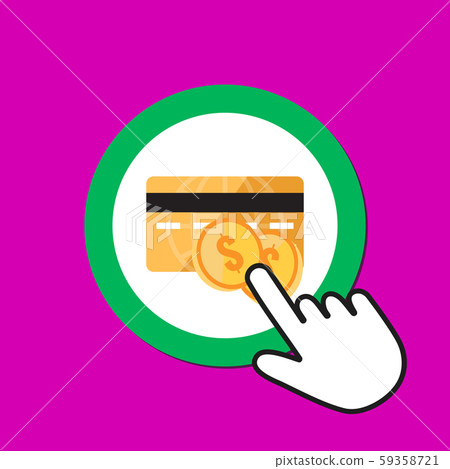 Credit card with coins icon. Payment concept. Hand - Stock Illustration ...