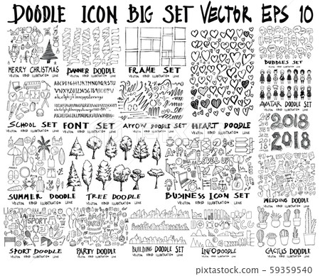 MEGA set of doodles vector. - Stock Illustration [59359540] - PIXTA