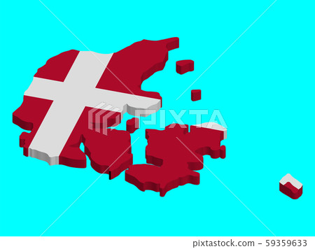 3D Denmark map flag Vector illustration. EPS10 - Stock Illustration ...