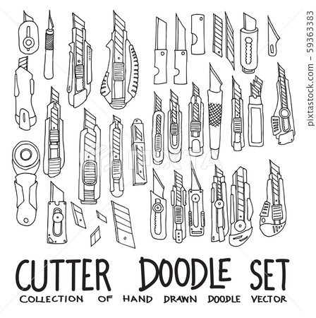 Set of Cutter Drawing illustration Hand drawn - Stock Illustration ...