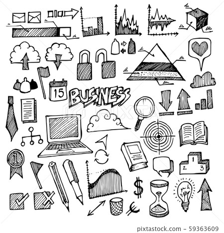 Set of Business Drawing illustration Hand drawn - Stock Illustration ...