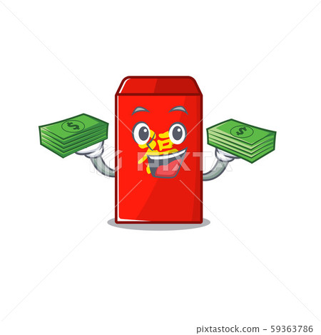 happy cartoon in the red envelope holding money - Stock Illustration ...