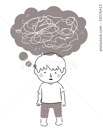 Kid Boy Doodle Negative Distorted Thoughts-插圖素材 [59376415] - PIXTA圖庫