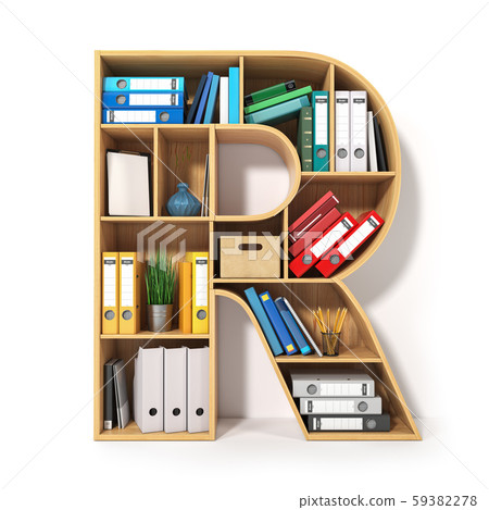 Letter R. Alphabet in the form of shelves with - Stock Illustration ...