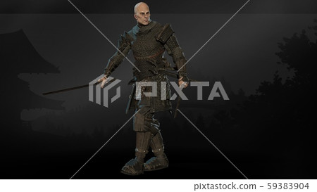 Japanese Samurai 3d render illustration - Stock Illustration [59383904 ...