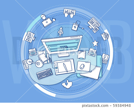 Promotional illustration for advertising web... - Stock Illustration ...