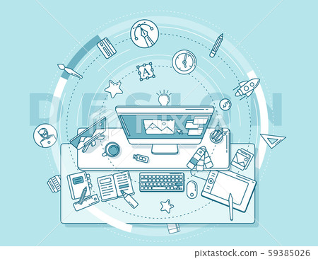 Illustration about the work of a designer for... - Stock Illustration ...