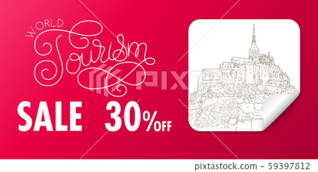 Travel sale banner. World tourism lettering - Stock Illustration ...