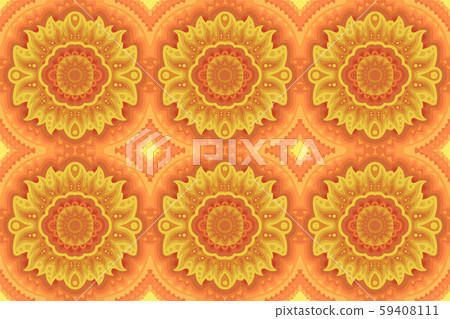 Colorful art with yellow sunny seamless pattern - Stock Illustration ...