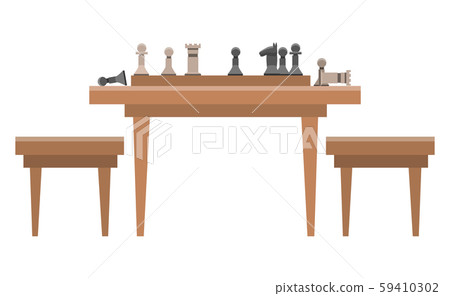 Strategy Game Chess, Checkered Board and Figures - Stock Illustration ...