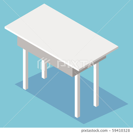 Empty White Plastic Table Isolated on Blue Vector - Stock Illustration ...