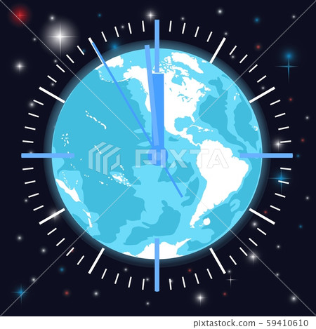 Clock dial on the background of planet Earth - Stock Illustration ...