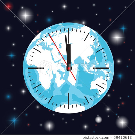 Clock dial on the background of planet Earth - Stock Illustration ...