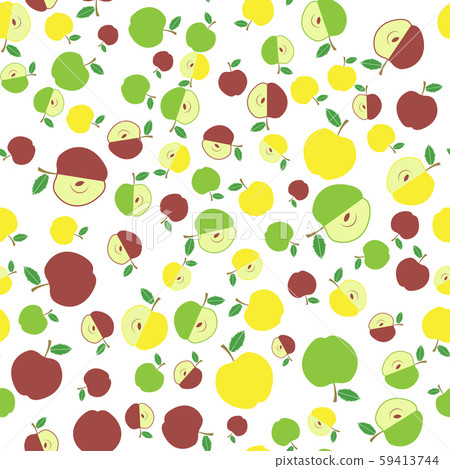 Cute Fresh Red and Yellow Green Apple Seamless... - Stock Illustration ...