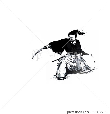 Samurai ink painting - Stock Illustration [59417768] - PIXTA