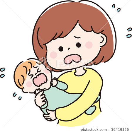 Baby and mom cry 01 - Stock Illustration [59419336] - PIXTA