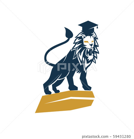Lion Hat College Logo Design Symbol Illustration - Stock Illustration ...