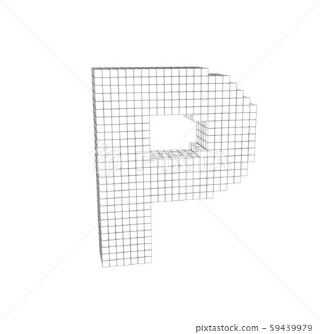 3d pixelated capital letter P. Vector outline - Stock Illustration ...