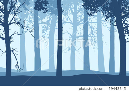 Vector illustration of blue tree trunks with - Stock Illustration ...