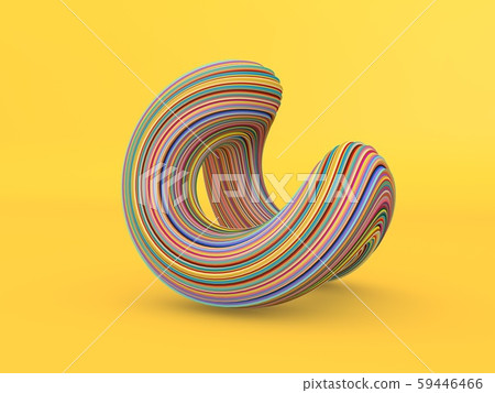 Curved abstract object against a yellow-插圖素材 [59446466] - PIXTA圖庫