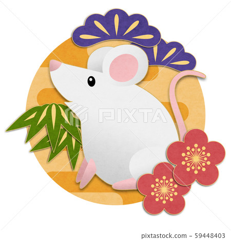 Japanese paper style white mouse illustration,... - Stock Illustration ...