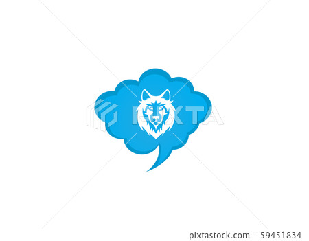 Wolf head and face looking in front in a chat icon - Stock Illustration ...