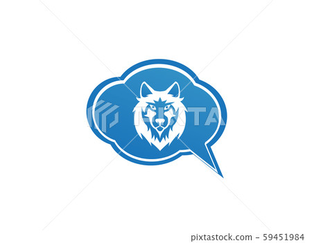 Wolf head and face looking in front in a chat icon - Stock Illustration ...