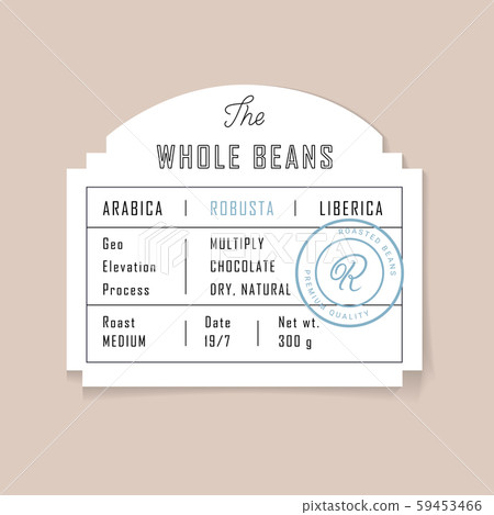 Retro vintage coffee beans label. - Stock Illustration [59453466] - PIXTA
