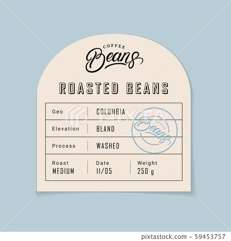 Retro vintage coffee beans label. - Stock Illustration [59453757] - PIXTA