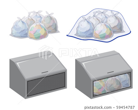 Garbage storage illustration set_net_trash station - Stock Illustration ...