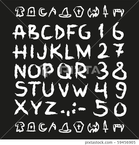 Spooky Hand drawn horror, scary letters - Stock Illustration [59456905 ...